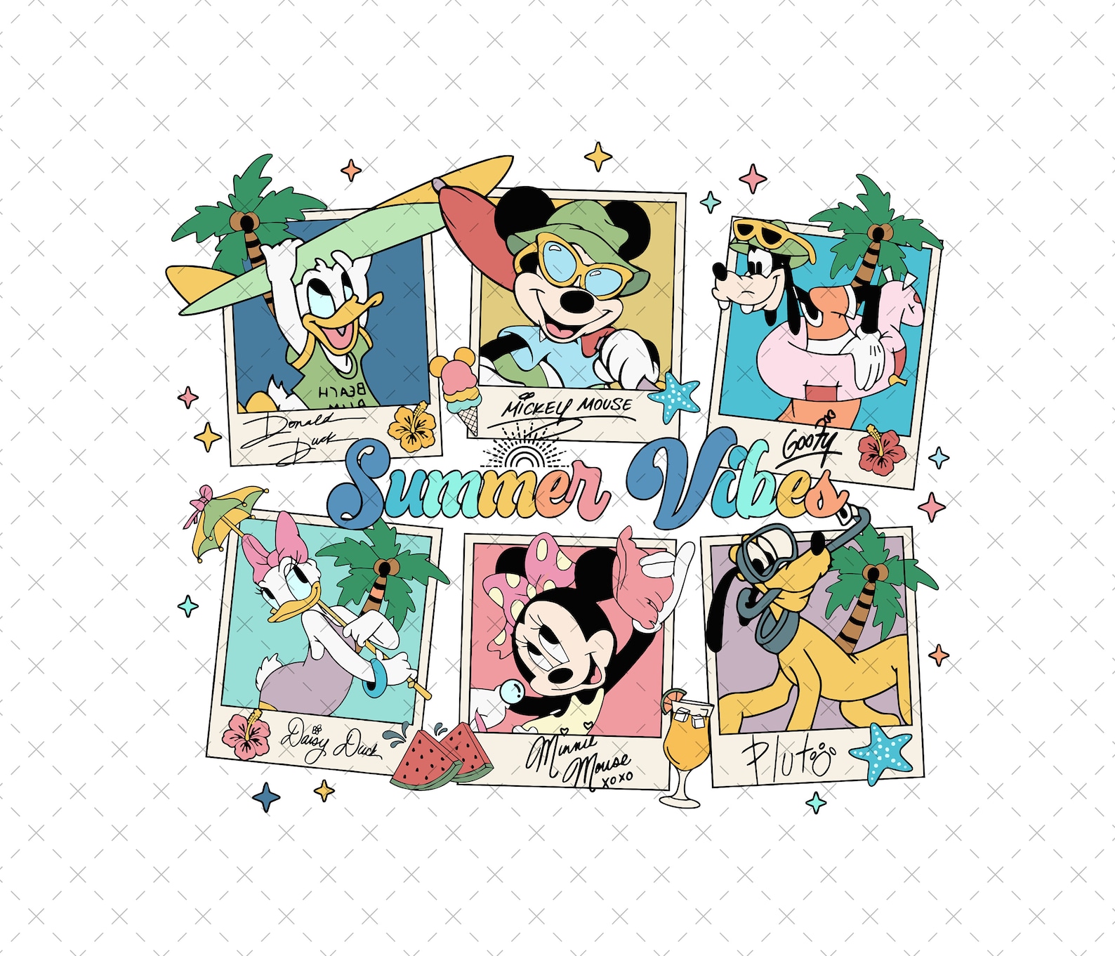 Mouse and Friends Summer Vibes Png Svg, Mickey Svg, Mouse Png, Summer ...