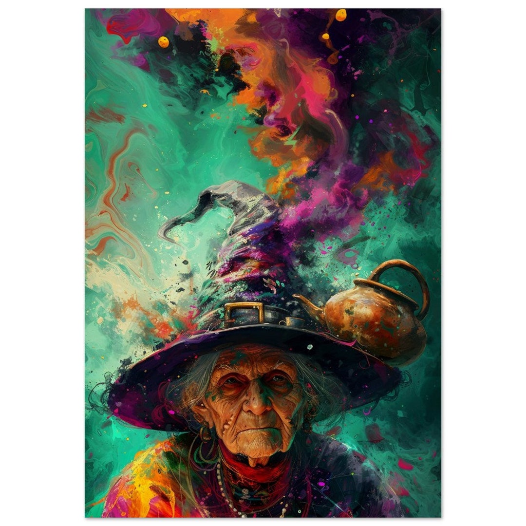 Colourful Witch Smoke Wall Art Print Poster, Frame, Canvas, Aluminium ...