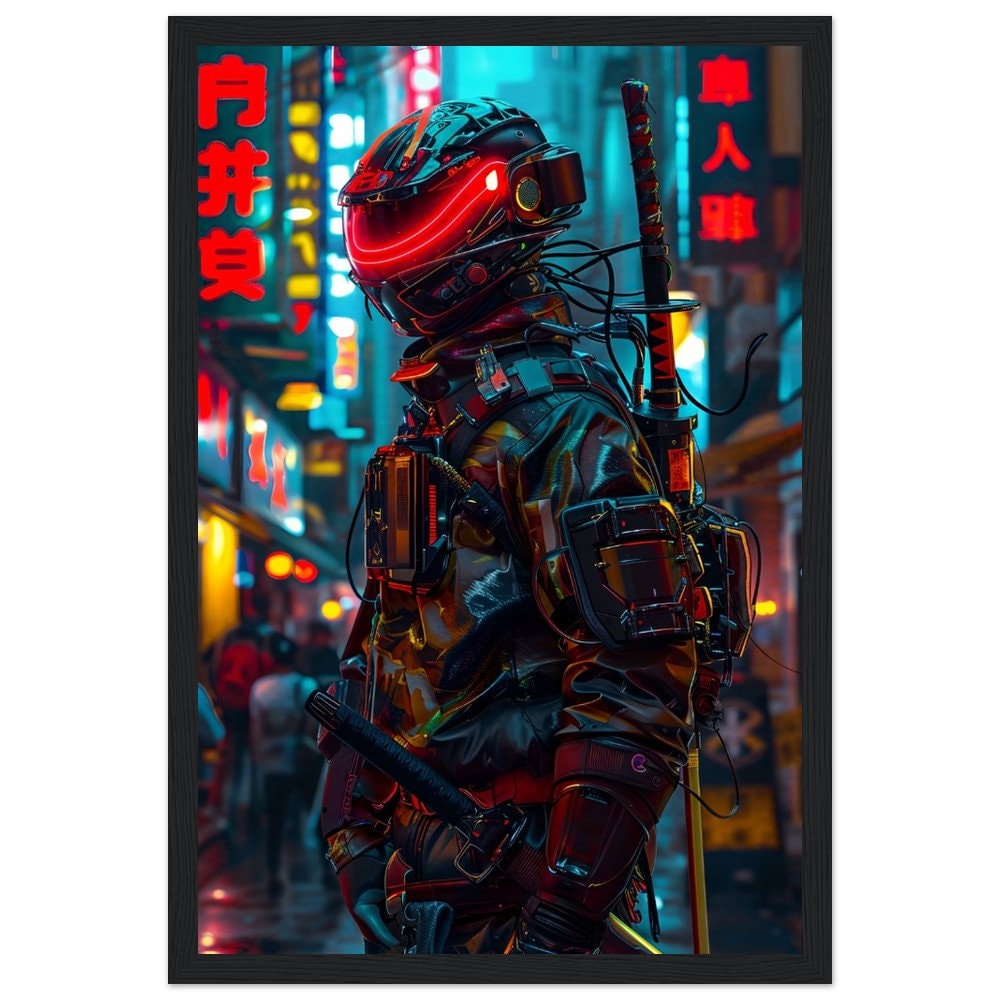 Cyberpunk Samurai Enforcer Wall Art Print Poster, Frame, Canvas ...