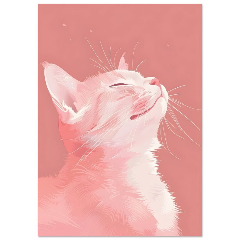 Pink Cat Wall Art Print • Printed Poster • A4, A3, A2, A1 • High ...