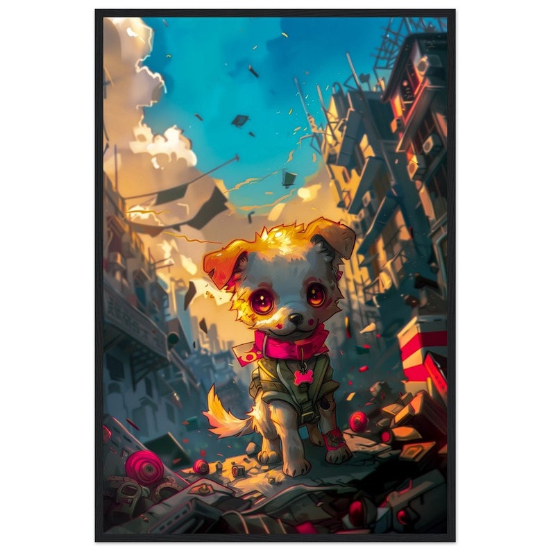 Puppy Playful Smug Happy Tiny Dog Wall Art Print Poster, Frame, Canvas ...