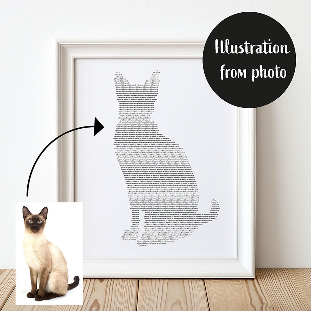 Custom Dog Text Art Portrait Personalised Pet Drawing - Etsy