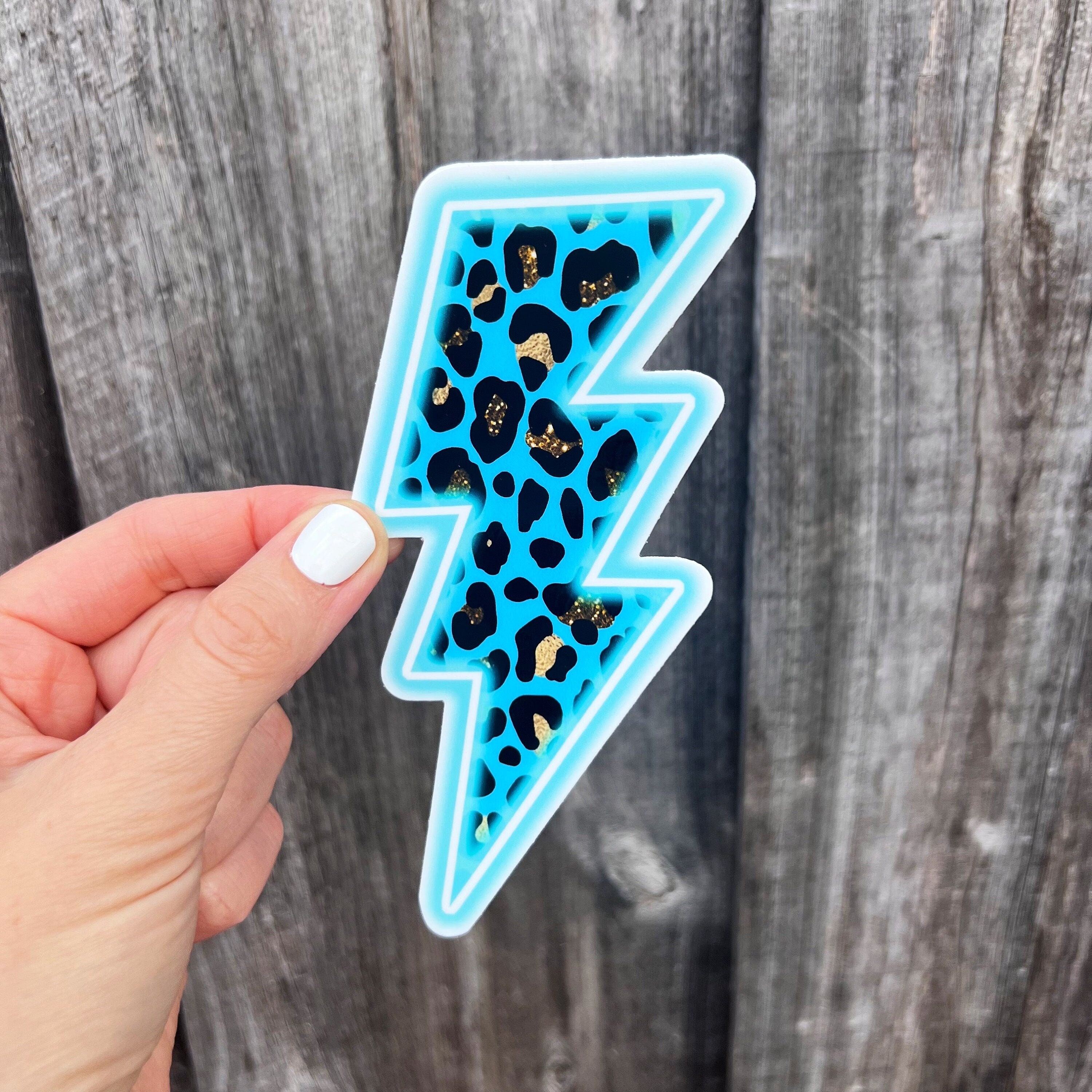 Neon Blue Lightning Bolt Sticker vinyl Sticker Sized for Shakers or ...