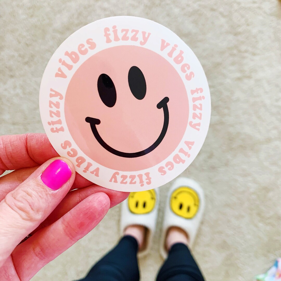 Fizzy Vibes Smiley Retro Sticker for Cups, Shakers, Water Bottles ...