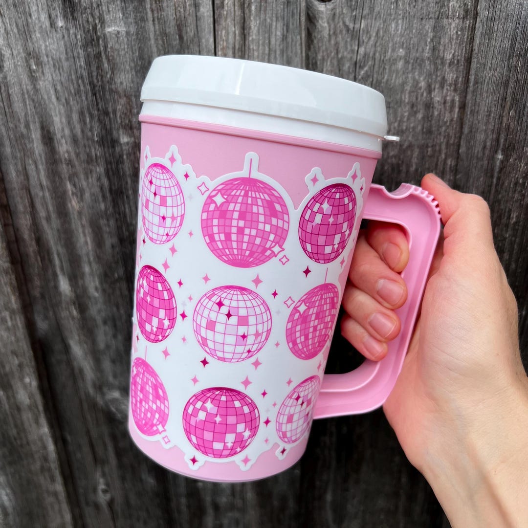 Pink Disco Ball Mega Mug 22oz Retro- Thermos Mug - Trucker Cup Fall ...