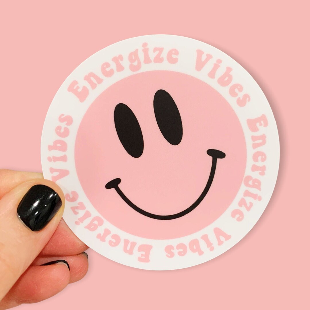 Energize Vibes Smiley Retro Sticker for Cups, Shakers, Water Bottles ...
