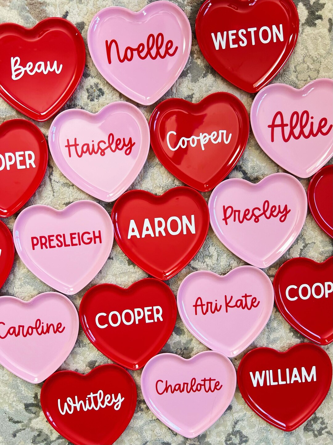 Personalized Valentines Day Heart Plates Choose From Red or Pink ...