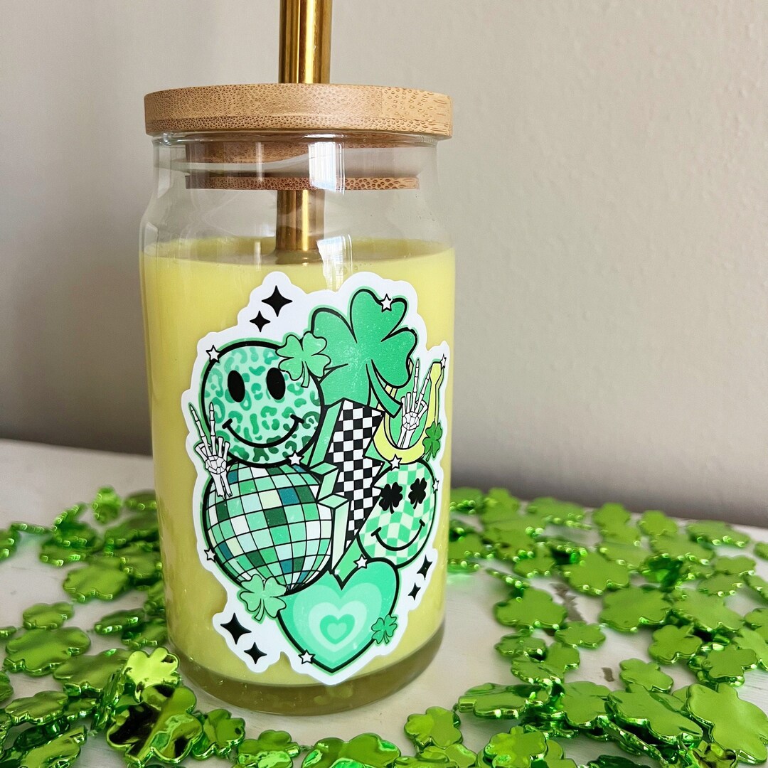 Smiley Shamrocks St. Patrick's Full Color Sticker - Sticker Only or Cup ...