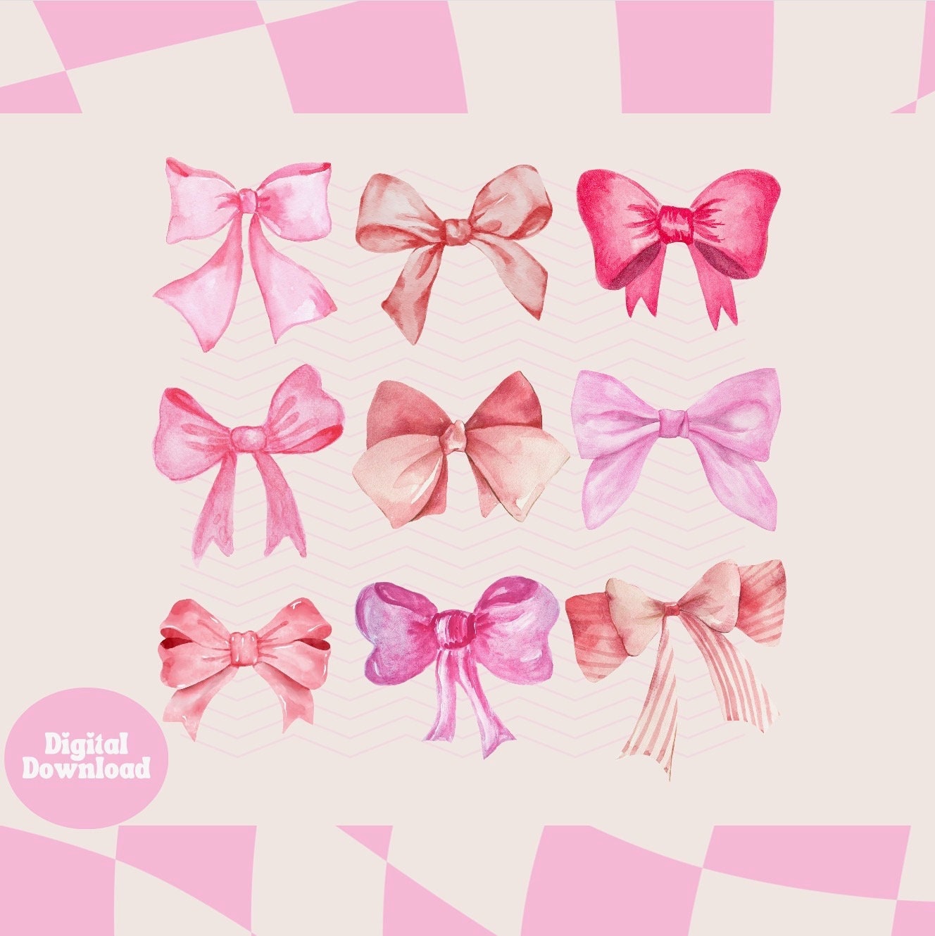 Coquette Pink Bows PNG File, Pink Bows, Cute Girl Era, Grandmillenial ...