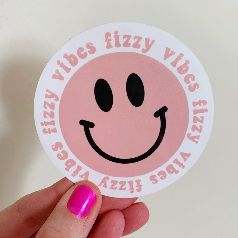 Fizzy Vibes Smiley Retro Sticker for Cups Shakers Water - Etsy