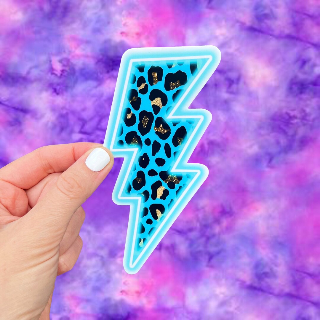 Neon Blue Lightning Bolt Sticker -vinyl Sticker Sized for Shakers or ...
