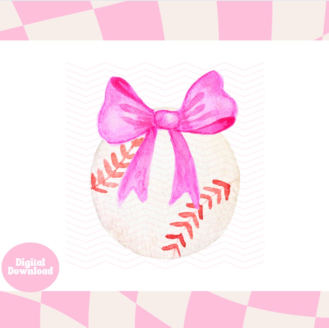 Coquette Pink Bow Baseball PNG SVG File, Cute Girl Era, Grand Millenial ...
