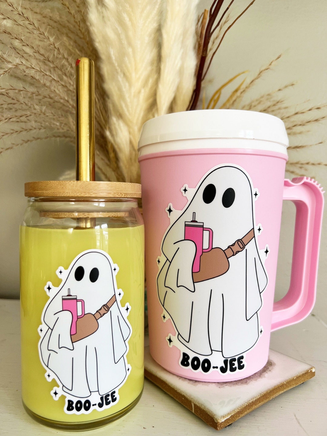 Basic Ghoul/ BOOJEE Babe Cute Ghost Cup - Boho Cute Full Color Sticker ...