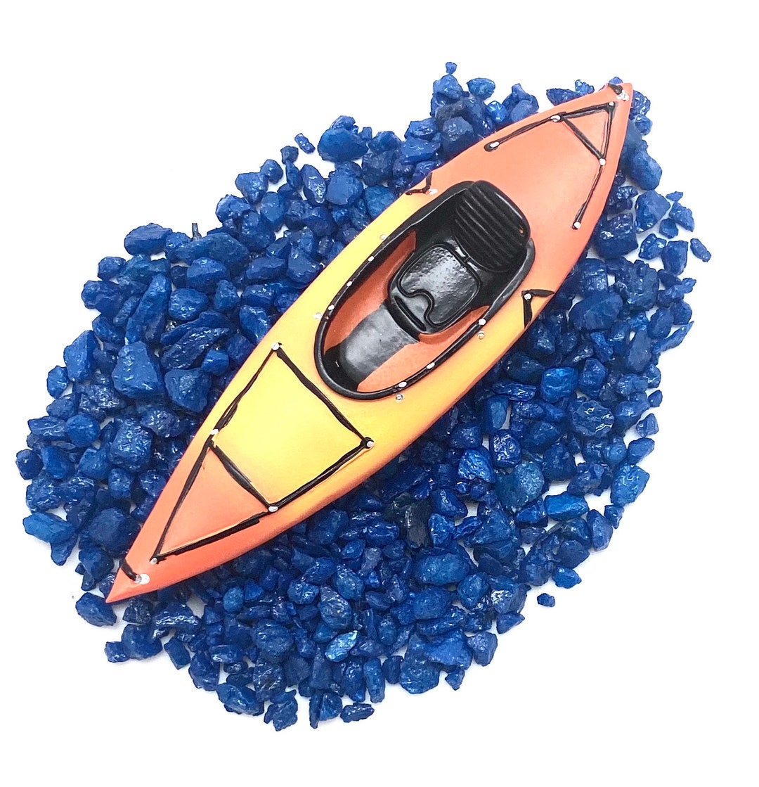 Miniature Resin Kayak With Blue Gravel for Use in Fairy, Gnome or Troll ...