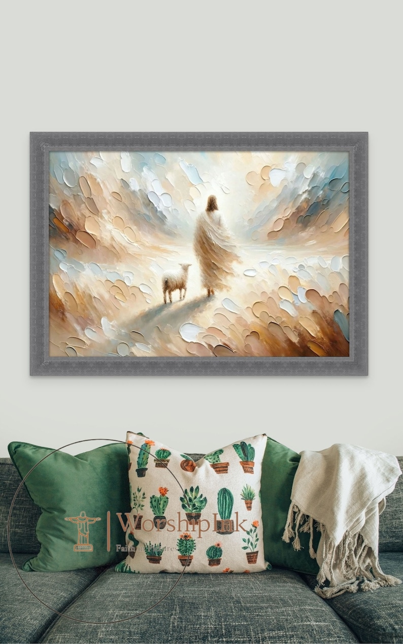 Jesus Leaves the 99, Christian Art Oil Painting, Parable of the Lost ...