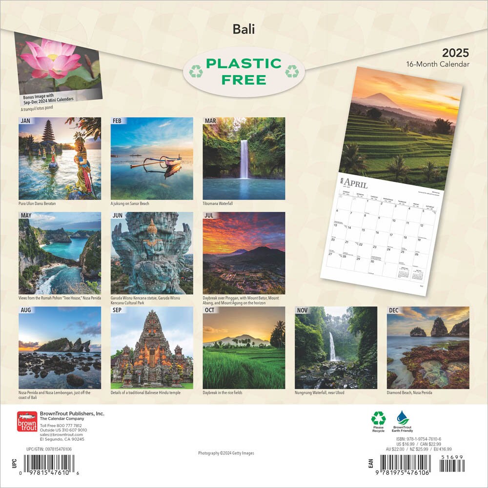 Bali Calendar 2025 Square 30cm X 30cm 100% Plastic Free - Etsy