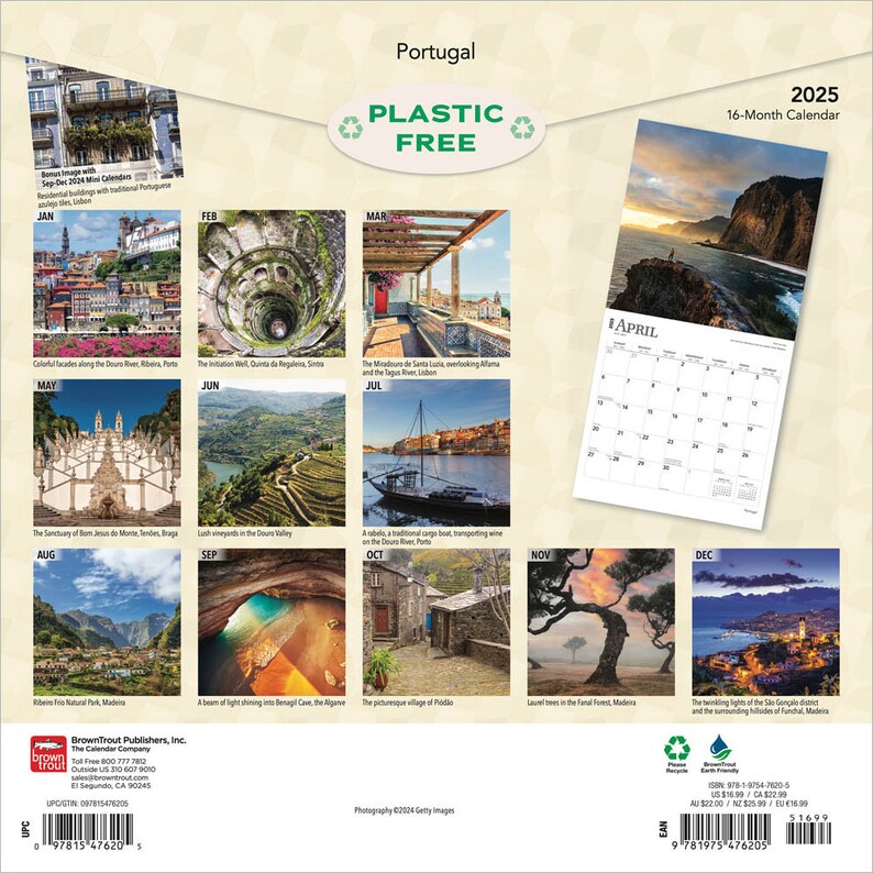 Portugal Calendar 2025 Square 30cm X 30cm 100% Plastic Free - Etsy UK
