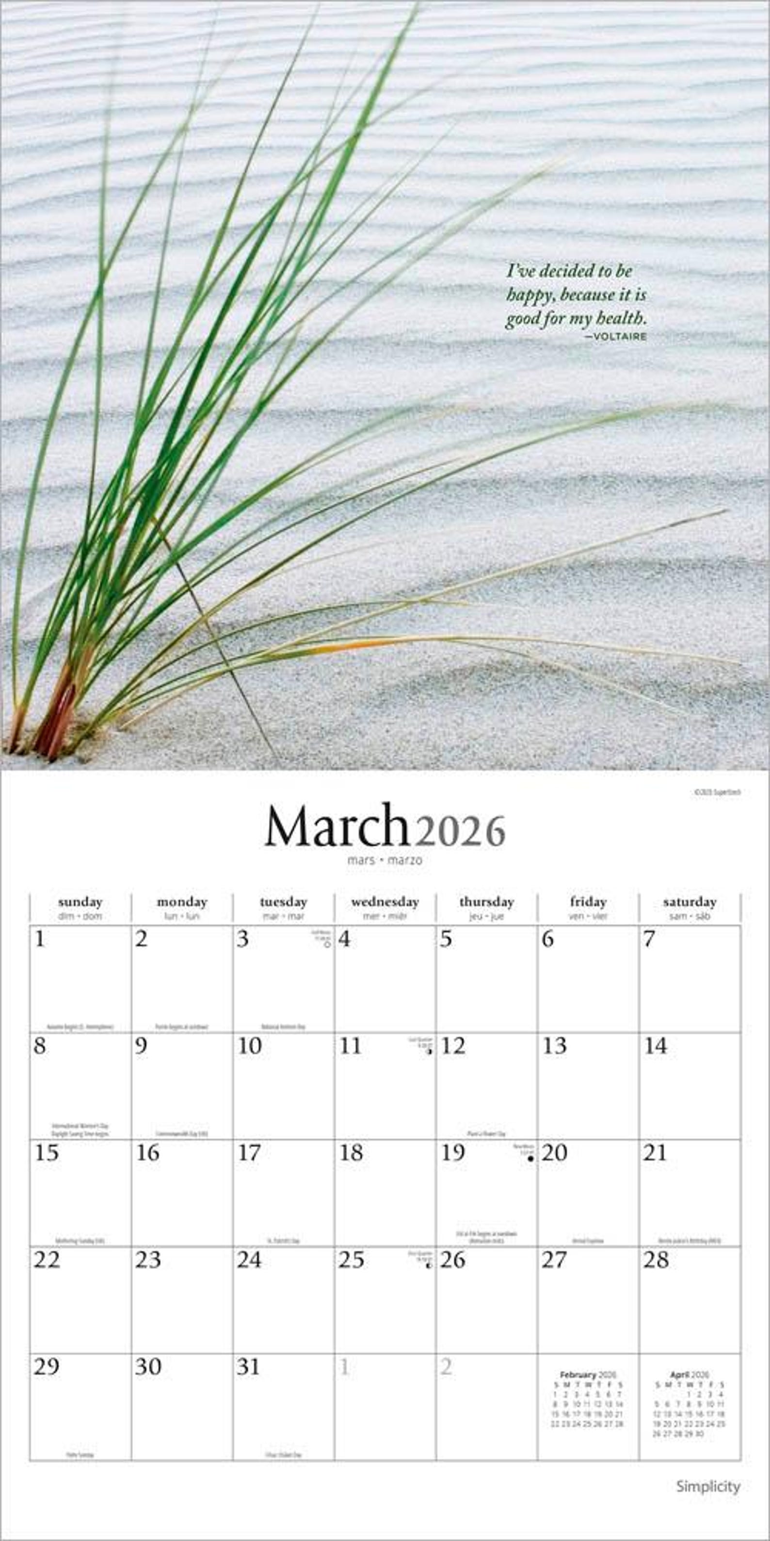 Simplicity Calendar 2026 | Square 30cm X 30cm | 100% Plastic Free - Etsy