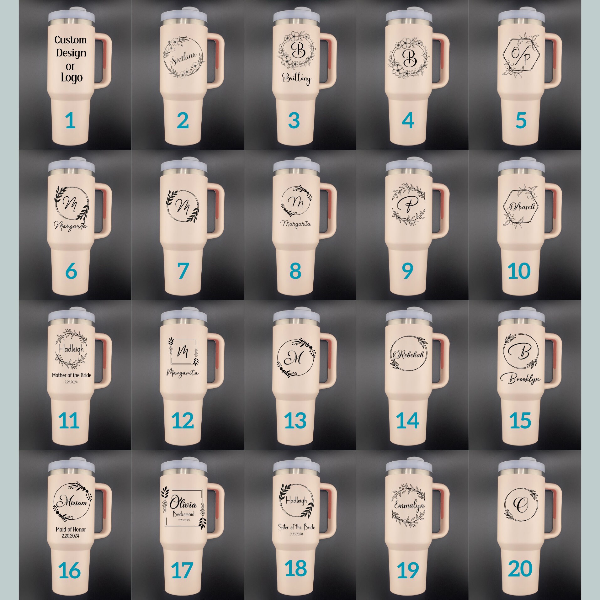 Personalized 40oz Insulated Stainless Steel Tumbler With Handle and ...