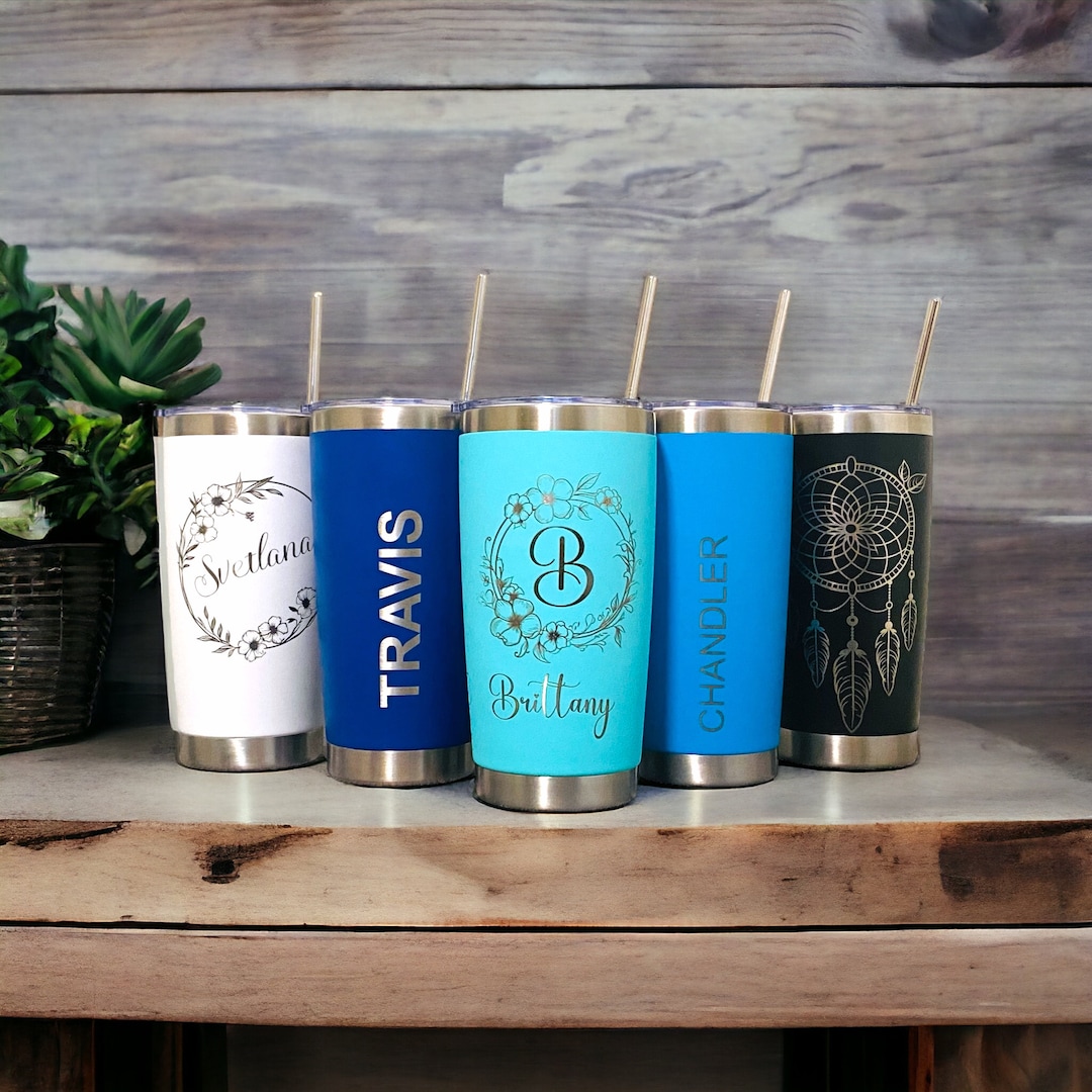 Personalized 20oz Tumbler, Laser Engraved Cup, Stainless Steel Mug ...