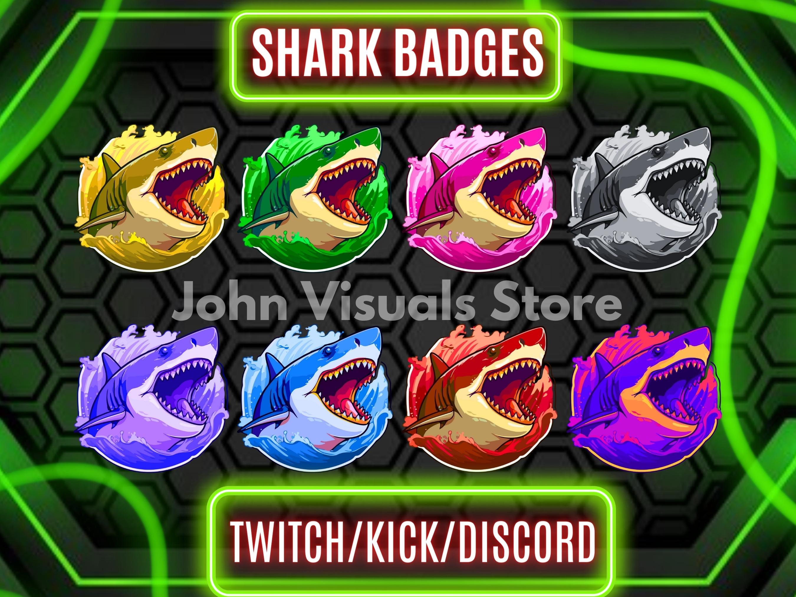 Shark-themed Twitch Sub Badges Bundle for Stream, Youtube, and Discord ...