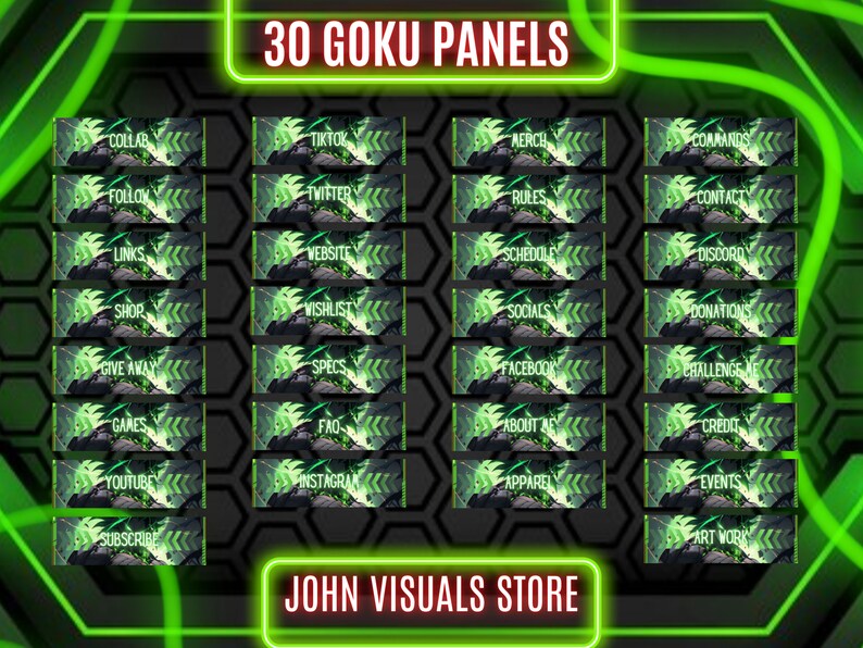 Dynamic Green Twitch Overlay Bundle Goku Inspired Theme - Etsy