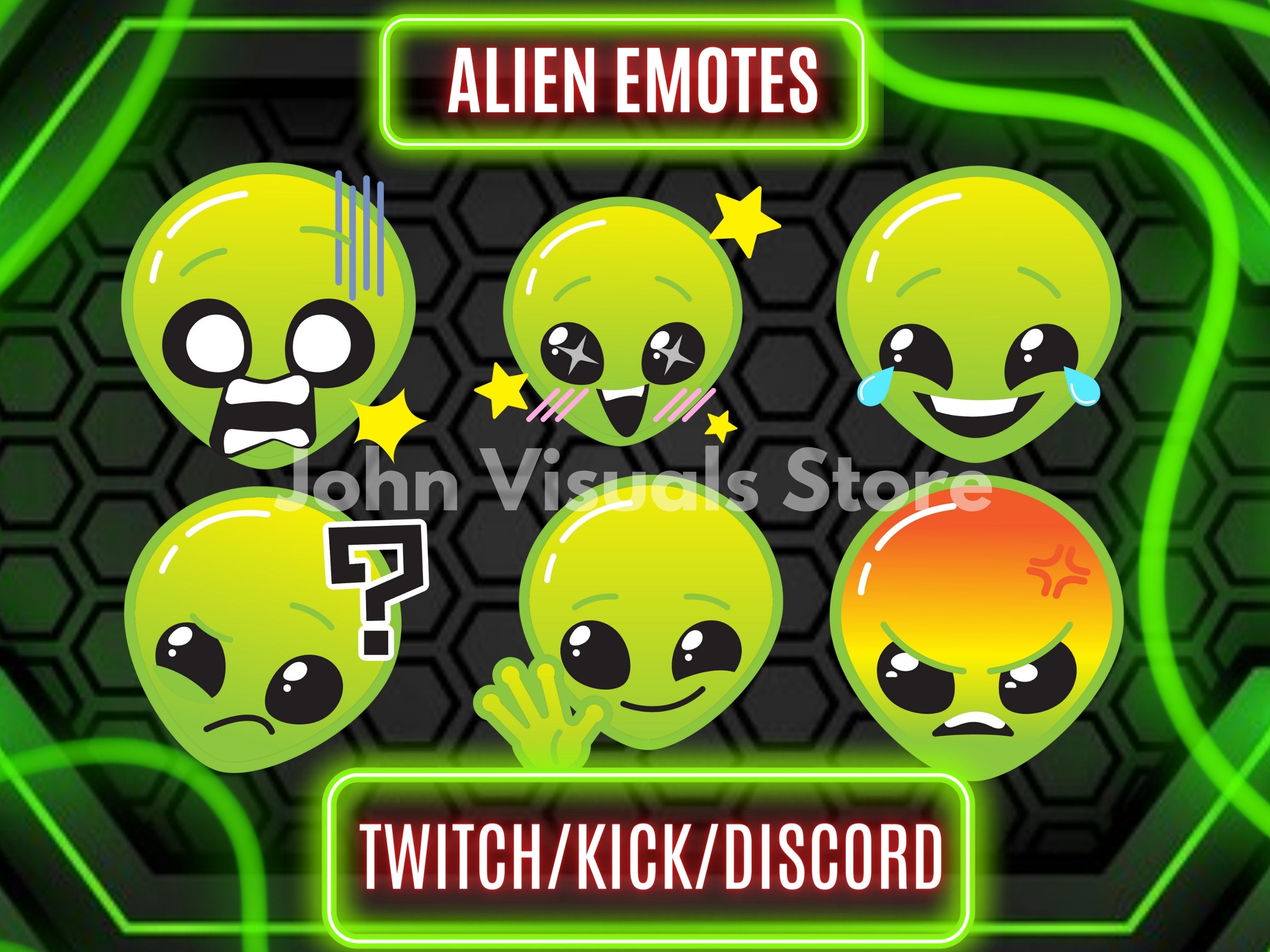 Twitch Emote Bundle 6 Cute Alien Emotes Twitch, Kick, Discord, Youtube ...