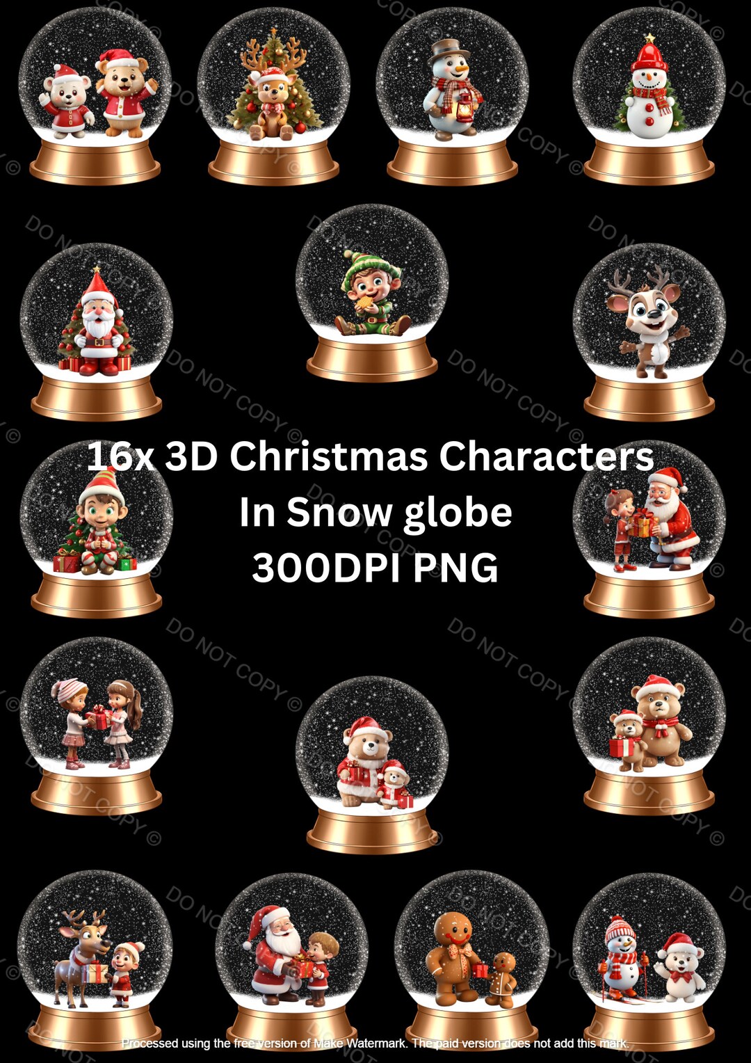 16x 3D Characters in Snow Globes 300dpi PNG - Etsy