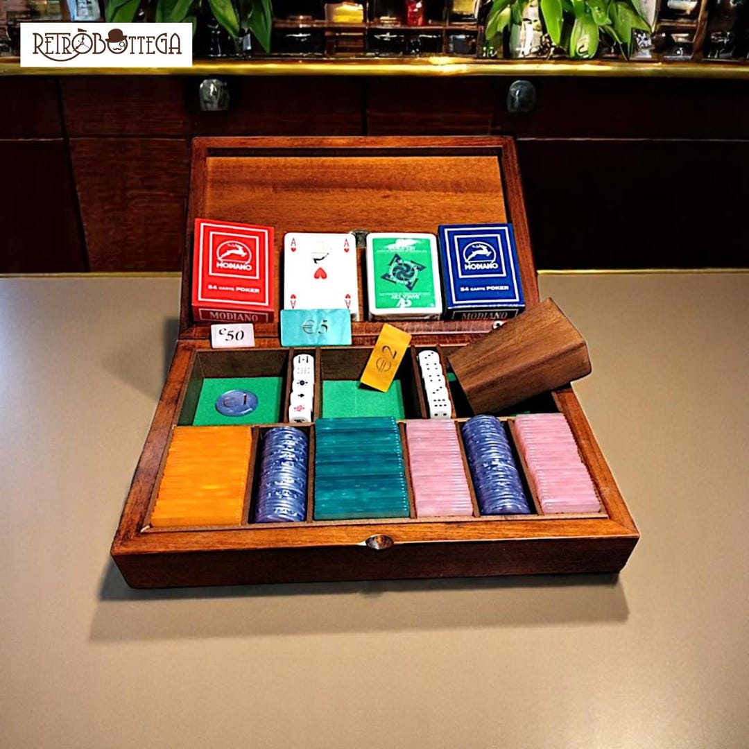 Wooden Box Set POKER Modiano Chips in Mother of Pearl - Etsy