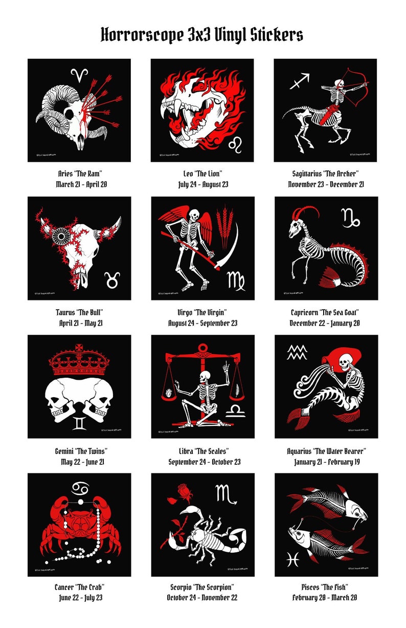 Aries 'horrorscope' Vinyl Sticker - Etsy