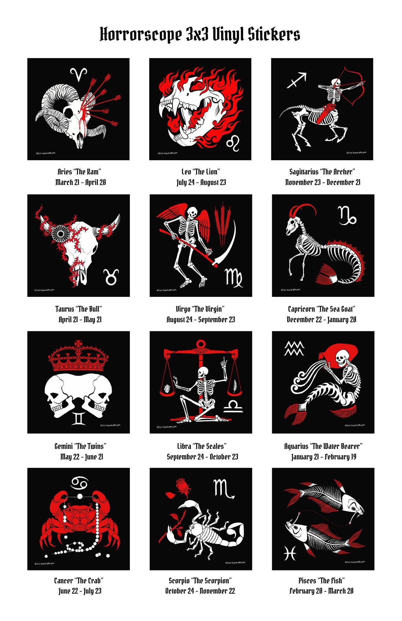 Aries 'horrorscope' Vinyl Sticker - Etsy