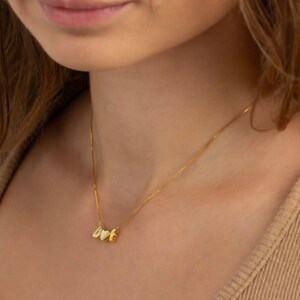 Bubble Letter Heart Necklace , Letter and Heart Necklace , Bubble Heart ...