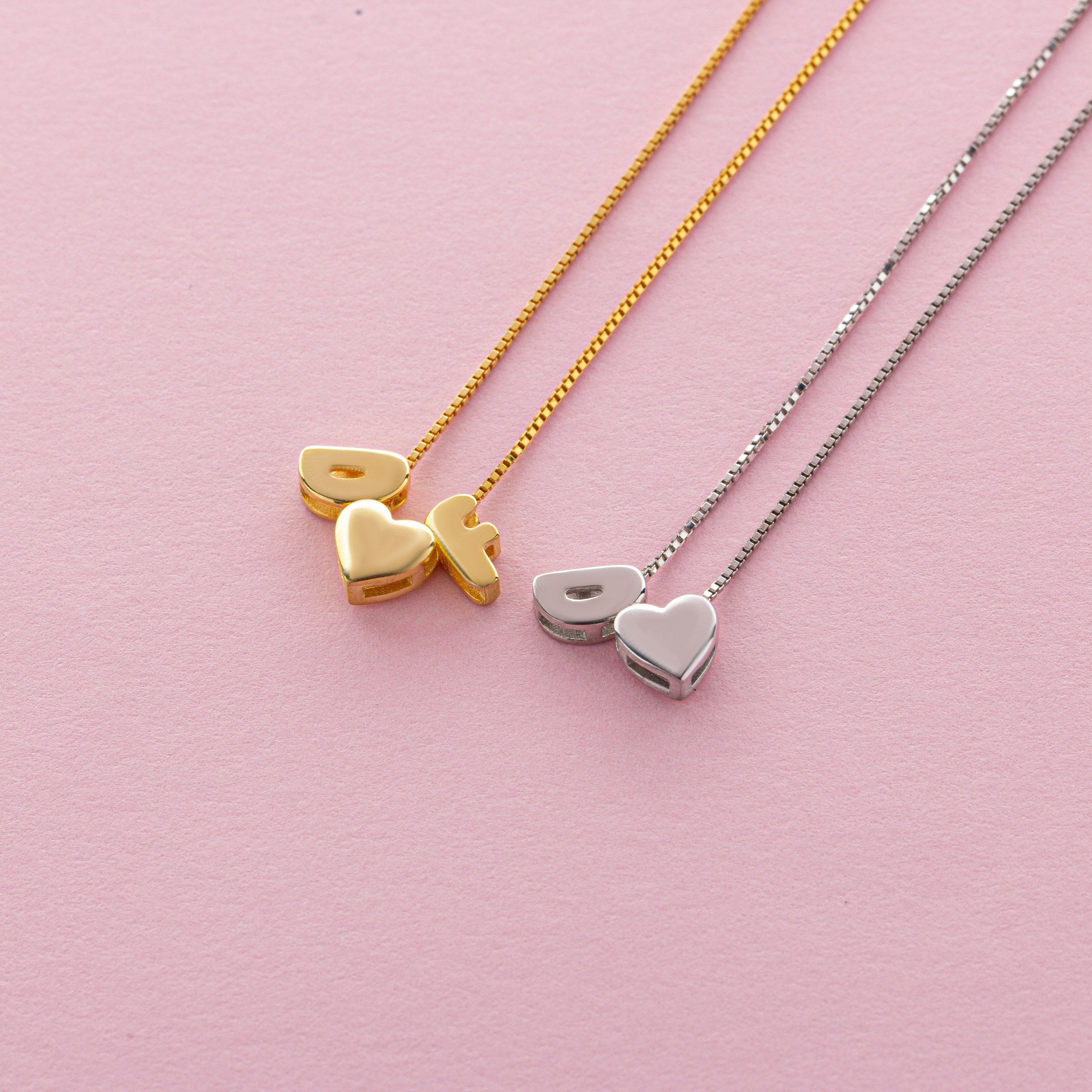 Bubble Letter Heart Necklace , Letter and Heart Necklace , Bubble Heart ...