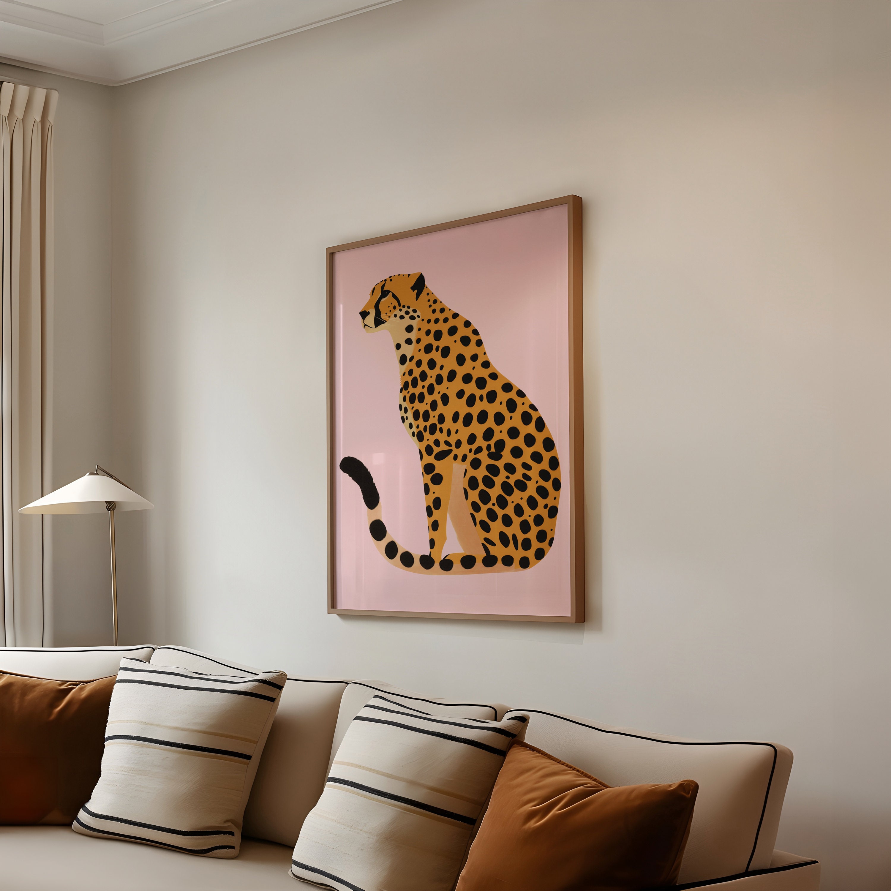 Pink Cheetah Wall Art | Animal Poster | Colourful Print | Safari Wall ...