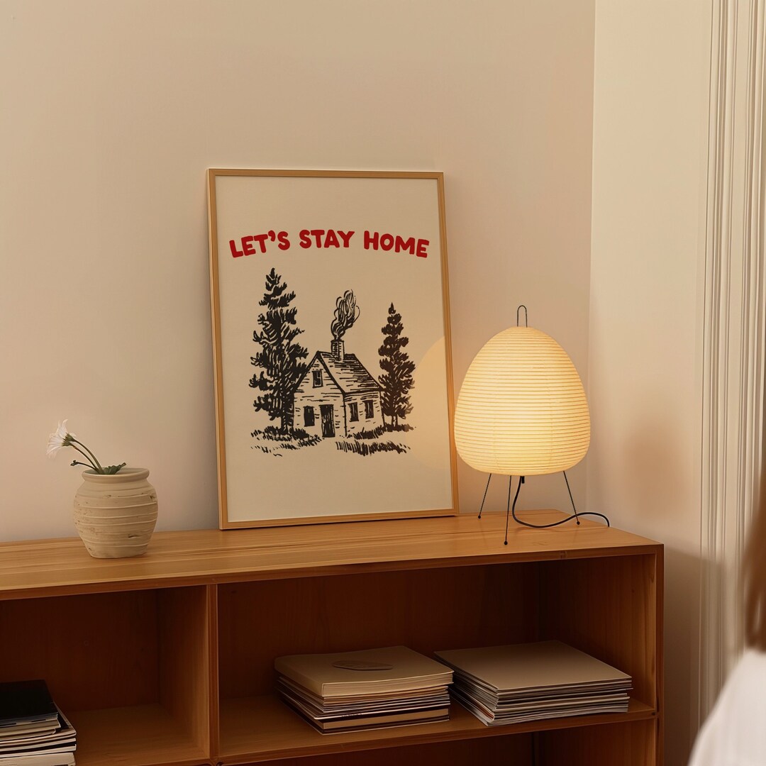 Let's Stay Home Vintage Print | Living Room Decor | Introvert Print ...