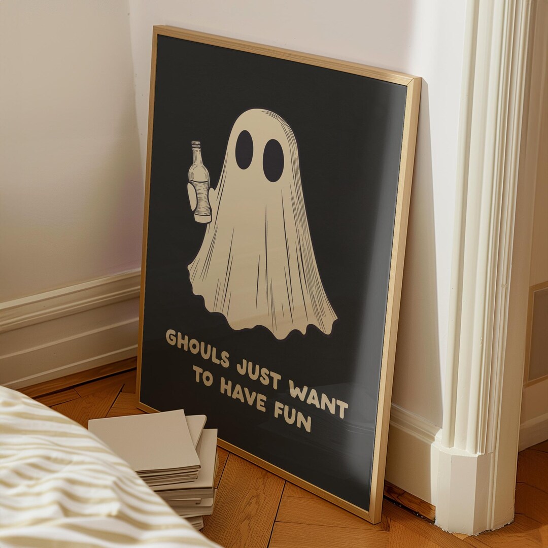 Ghouls Just Want to Have Fun Digital Print | Charcoal and Cream | Ghost ...
