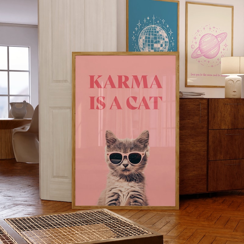 Cat Art Print Bedroom - Etsy