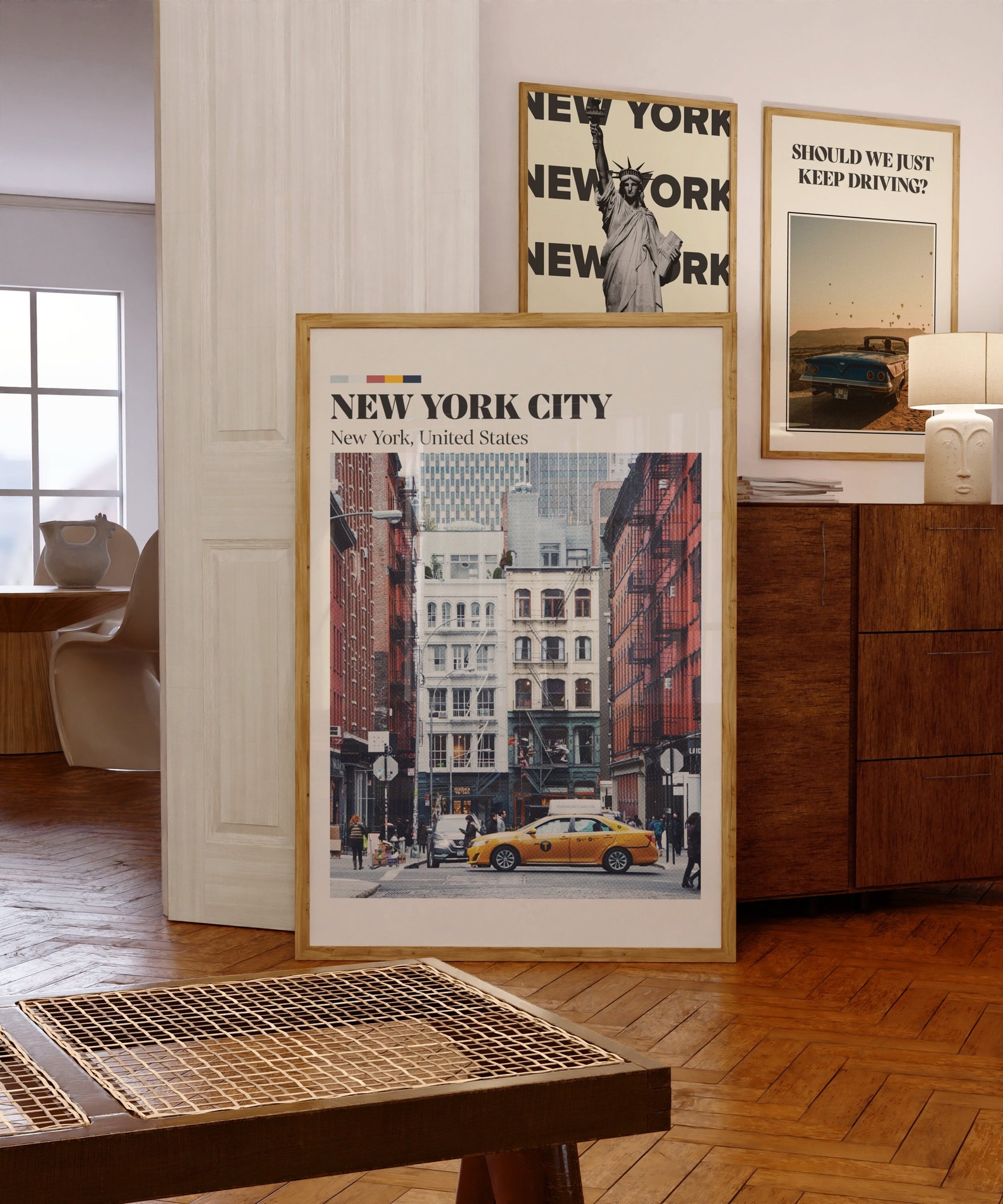 New York City Retro Digital Print | NYC Wall Art | Living Room Decor ...