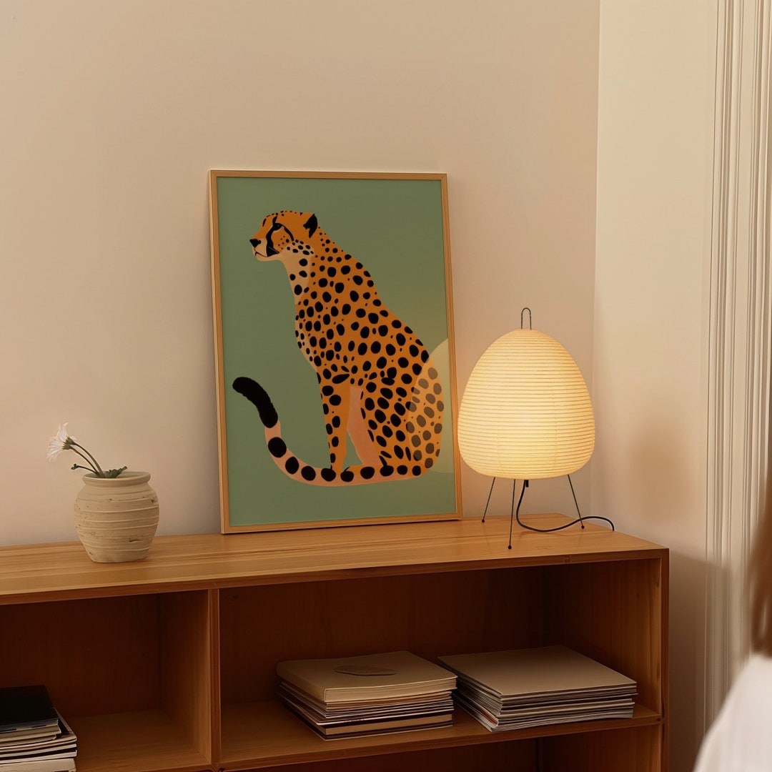 Green Cheetah Wall Art | Animal Poster | Colourful Print | Safari Wall ...