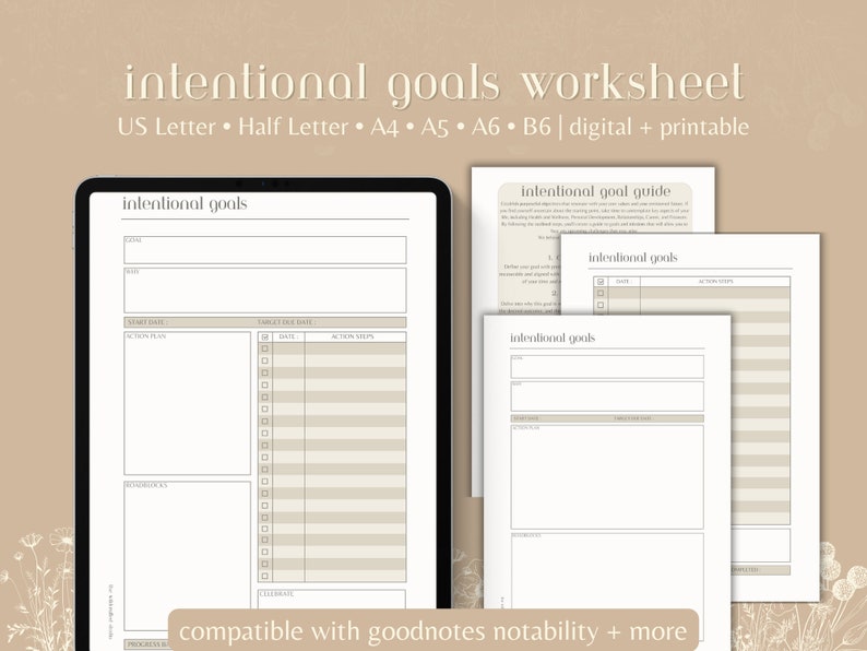Intentional Goal Setting Guide + Worksheet | Digital or Printable ...