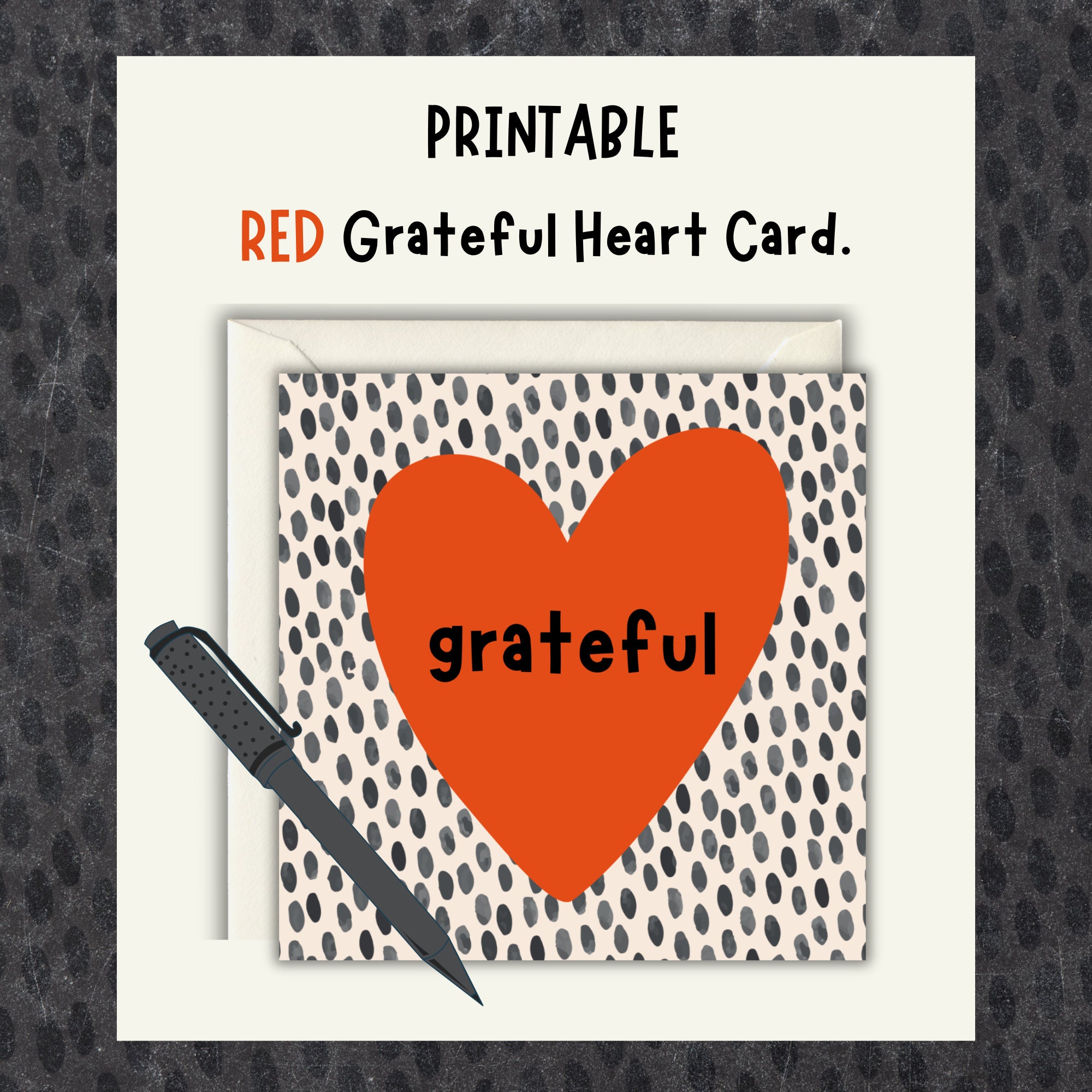 Grateful RED Heart Card. Printable. DIGITAL DOWNLOAD. - Etsy