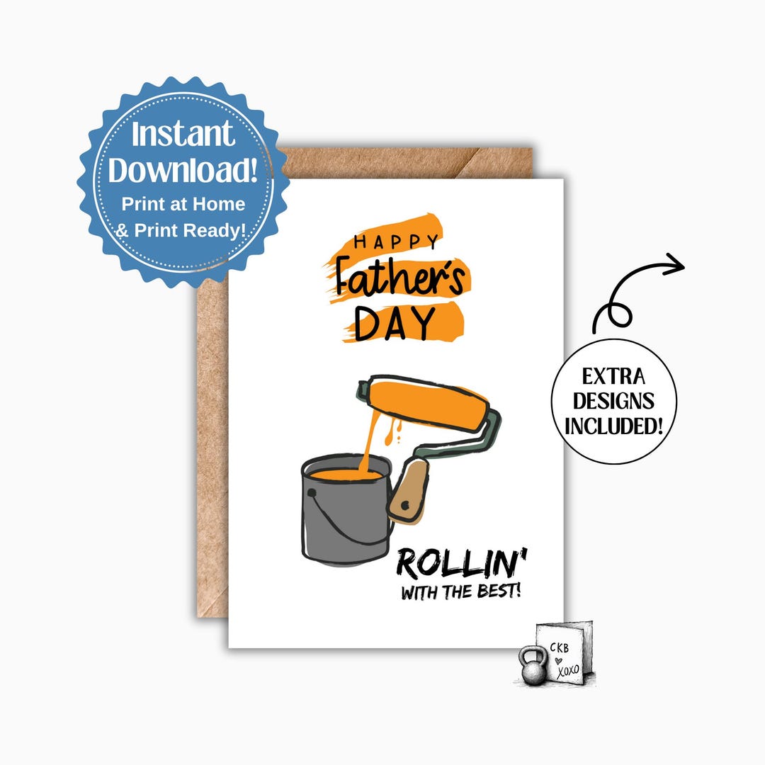 Funny Painter Dad Father's Day Card: Paint Pun Roller Design (printable ...