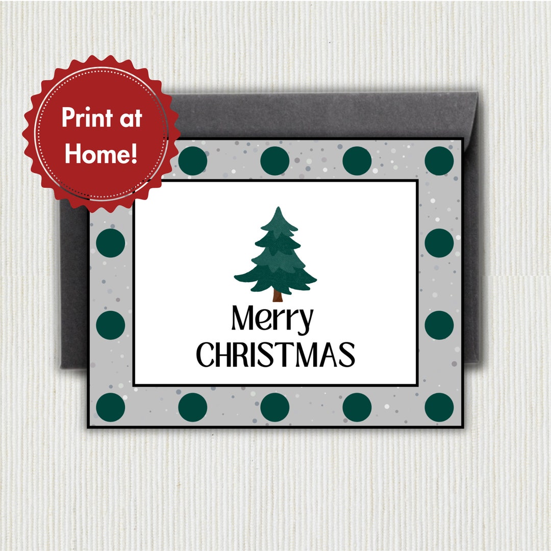 Polka Dot Christmas Tree Card: Modern Holiday Note (digital Download ...