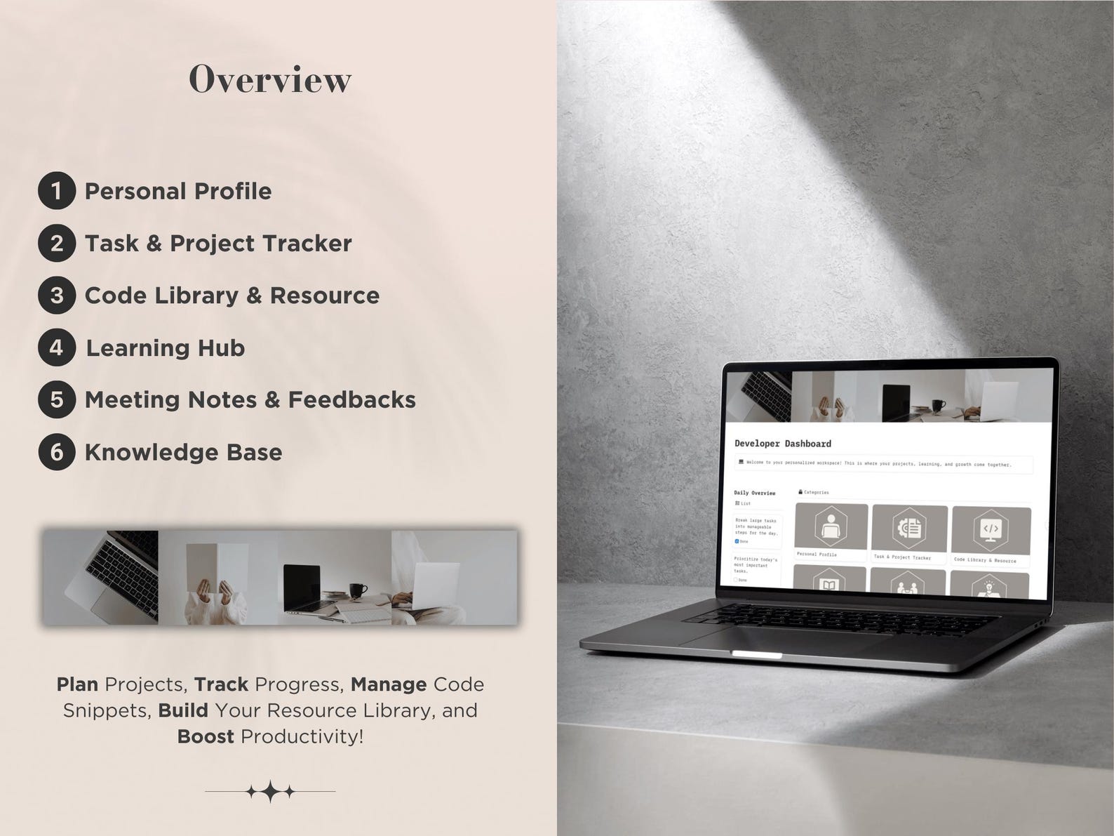 Developer Planner Notion Template, Project Management Dashboard, Task ...