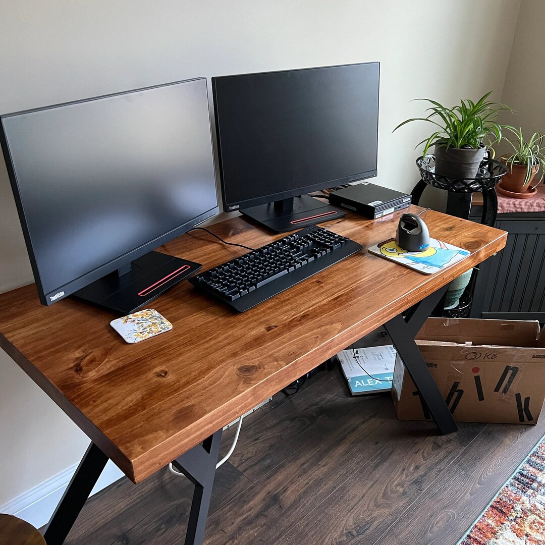 Solid Wood Desk With Metal Legs Modern Desk - Etsy