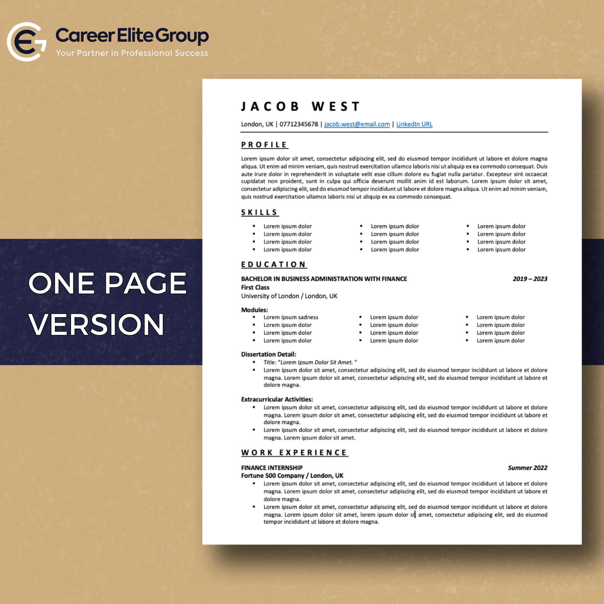 CV Template UK, Graduate and Early Career Cv Template, Ats-friendly Cv ...