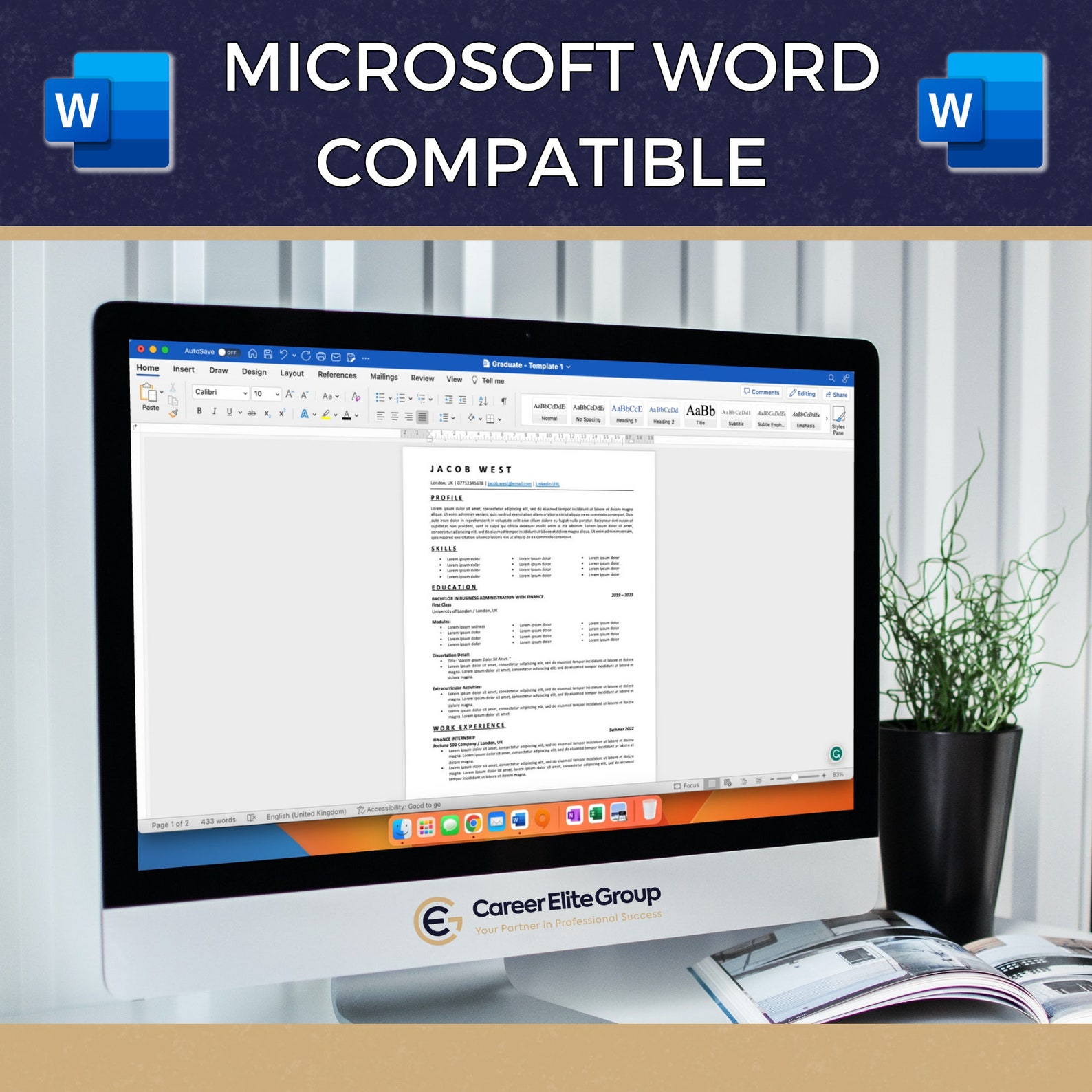 CV Template UK, Graduate and Early Career Cv Template, Ats-friendly Cv ...