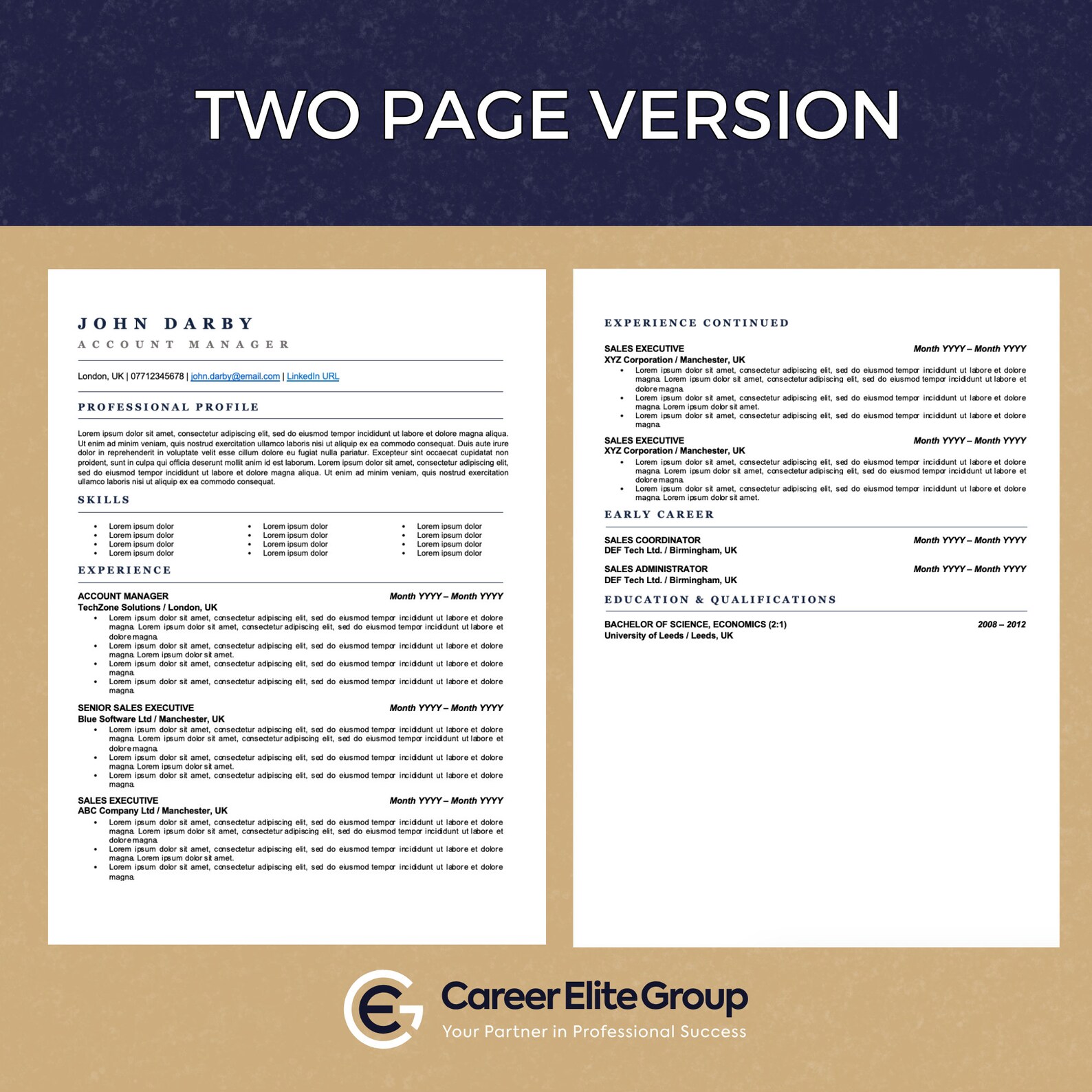 ATS Friendly CV Template for Microsoft Word, Cv and Cover Letter ...