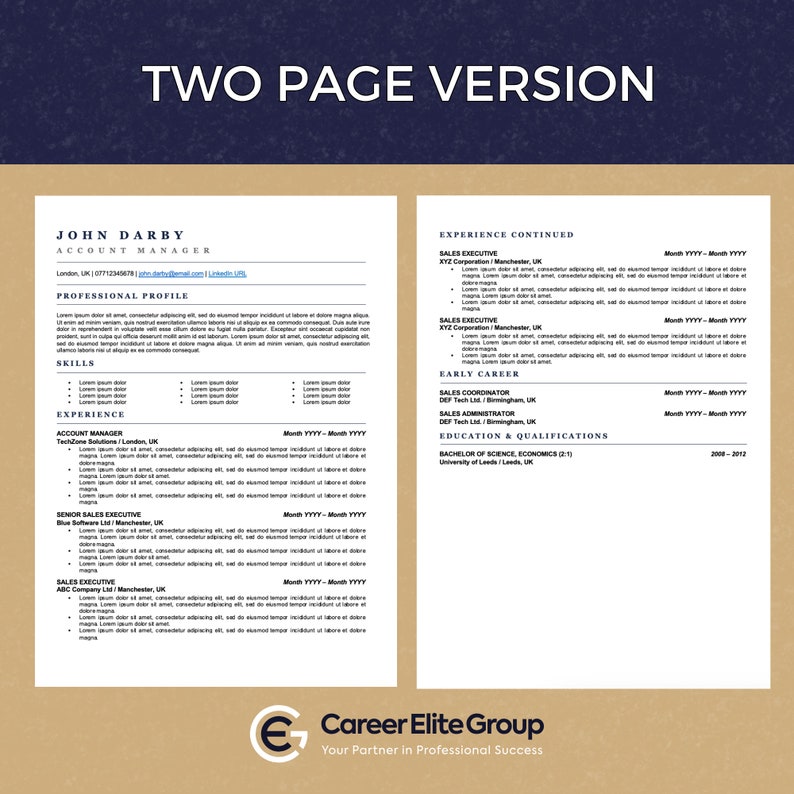 ATS Friendly CV Template for Microsoft Word, Cv and Cover Letter ...