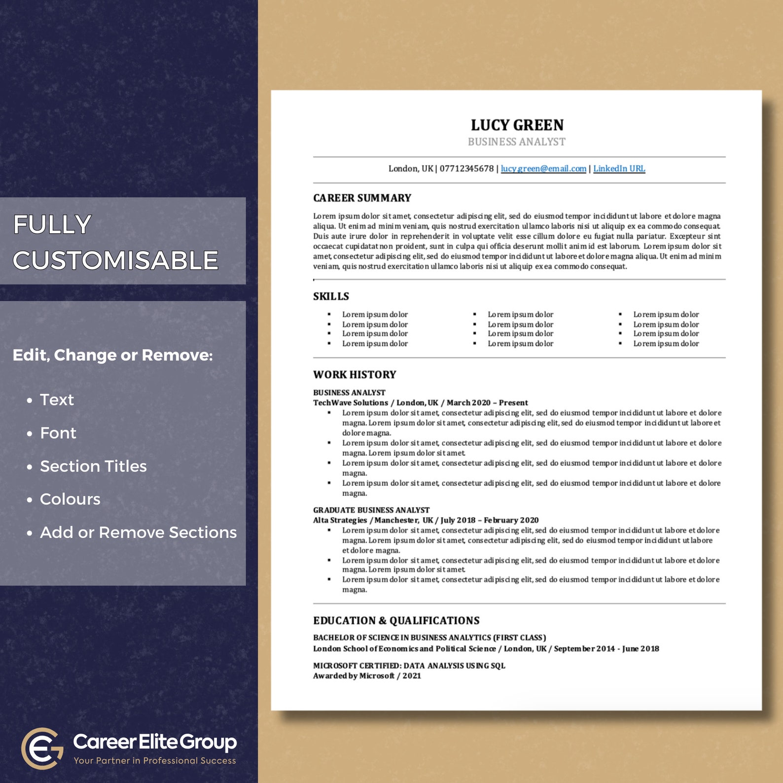 Professional CV Template, Cv Template Word, Ats Cv Template, Cv ...